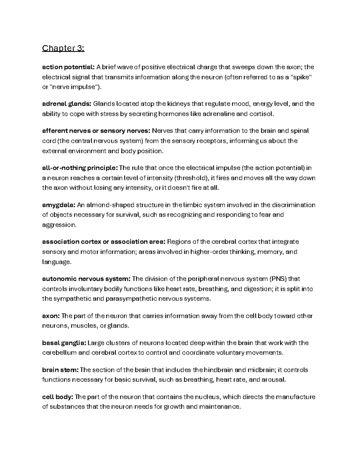 Neuroscience Glossary: Key Terms & Concepts for PSY 101 Study Guide ...