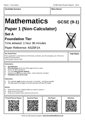 AQA 2024 Predicted Paper 1 Higher Tier Mathematics Overview - Studocu