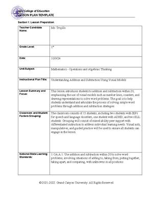 SPD 550 Cross Curricular Lesson&Rationale - Section 1: Lesson ...