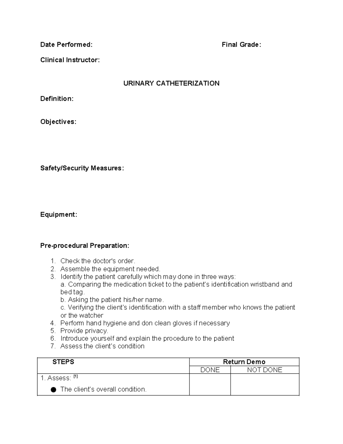 URINARY CATHETERIZATION - PROCEDURE GUIDE FOR 2023 - Studocu