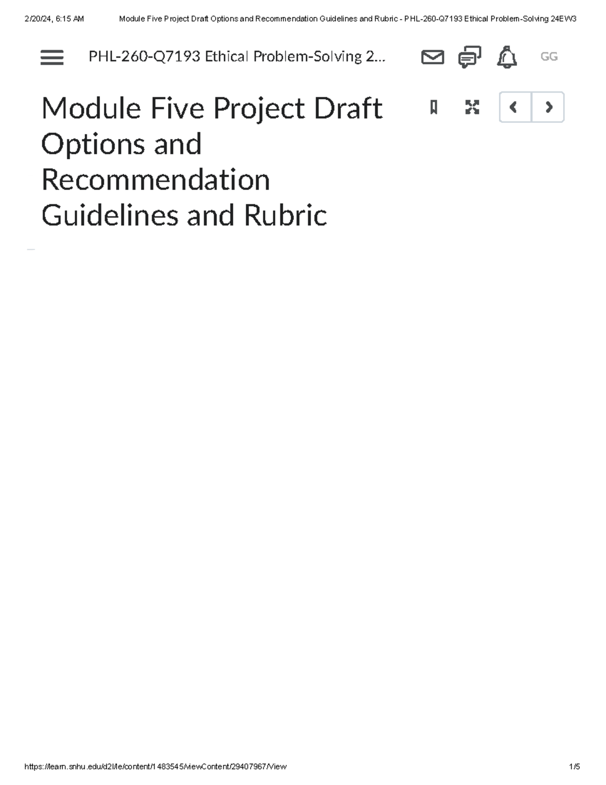 PHL-260-Q7193 Ethical Problem-Solving Module 5 Project Draft Guide - Studocu