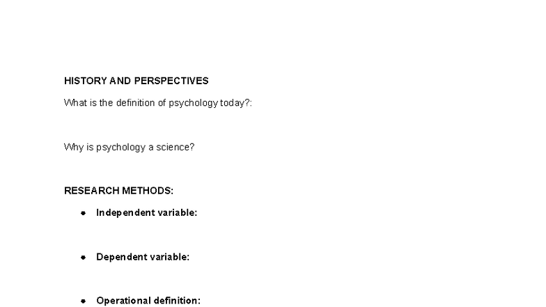 HIST 101: Psychology Definitions, Research Methods & Memory Concepts ...