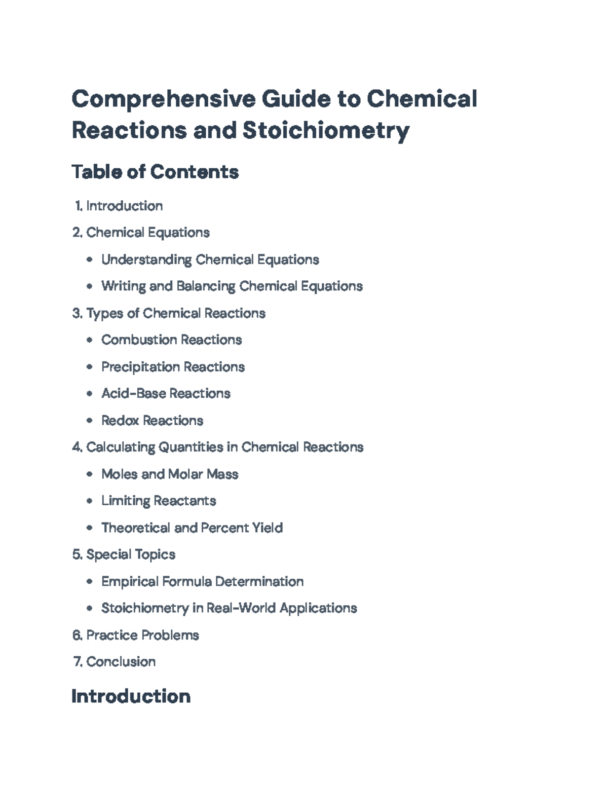 Comprehensive Study Guide: Chemical Reactions & Stoichiometry - Studocu