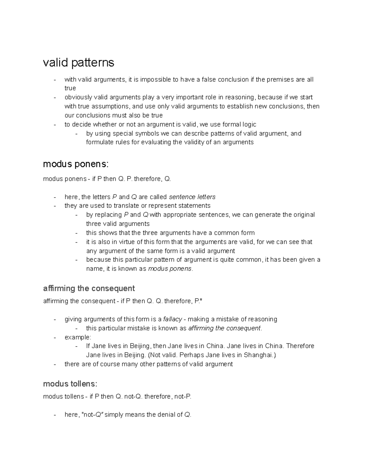 Philosophy - lesson 3.md - valid patterns with valid arguments, it is ...