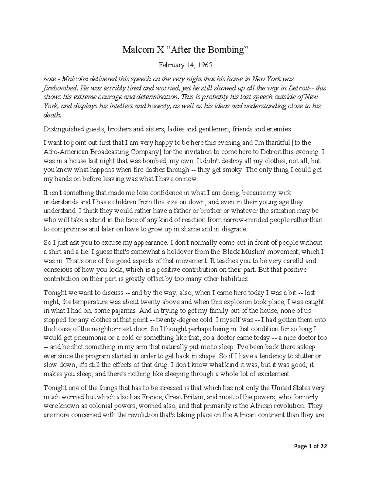 Malcolm X's 'The Ballot or the Bullet' Speech - 1964 Analysis - Malcolm ...