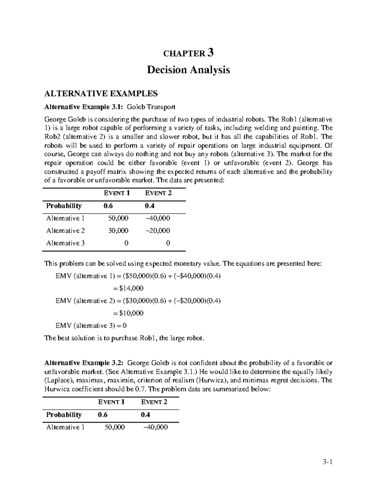 Quantitative Analysis for Management Solutions: Decision Analysis Notes ...