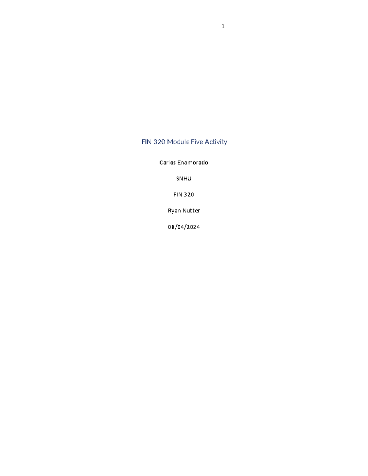 FIN 320 Module 5: Analyzing Financial Statements and Working Capital ...