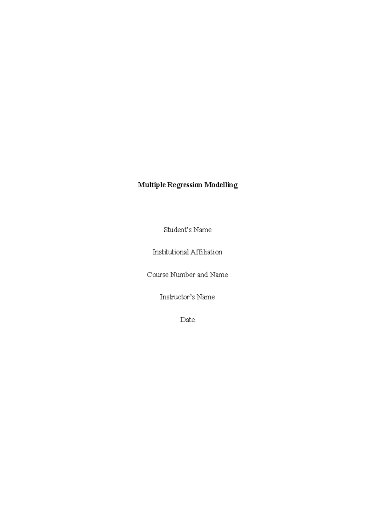 Multiple Regression Modelling (STAT101): Understanding R² and Its Importance - Studocu