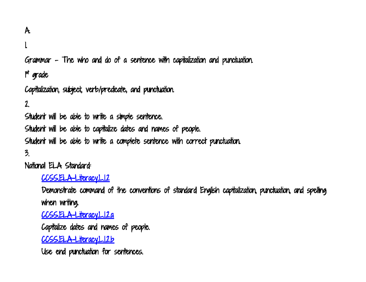 Two week unit plan task 2 week 02 03 25 Daphen Tatum - A. 1. Grammar ...