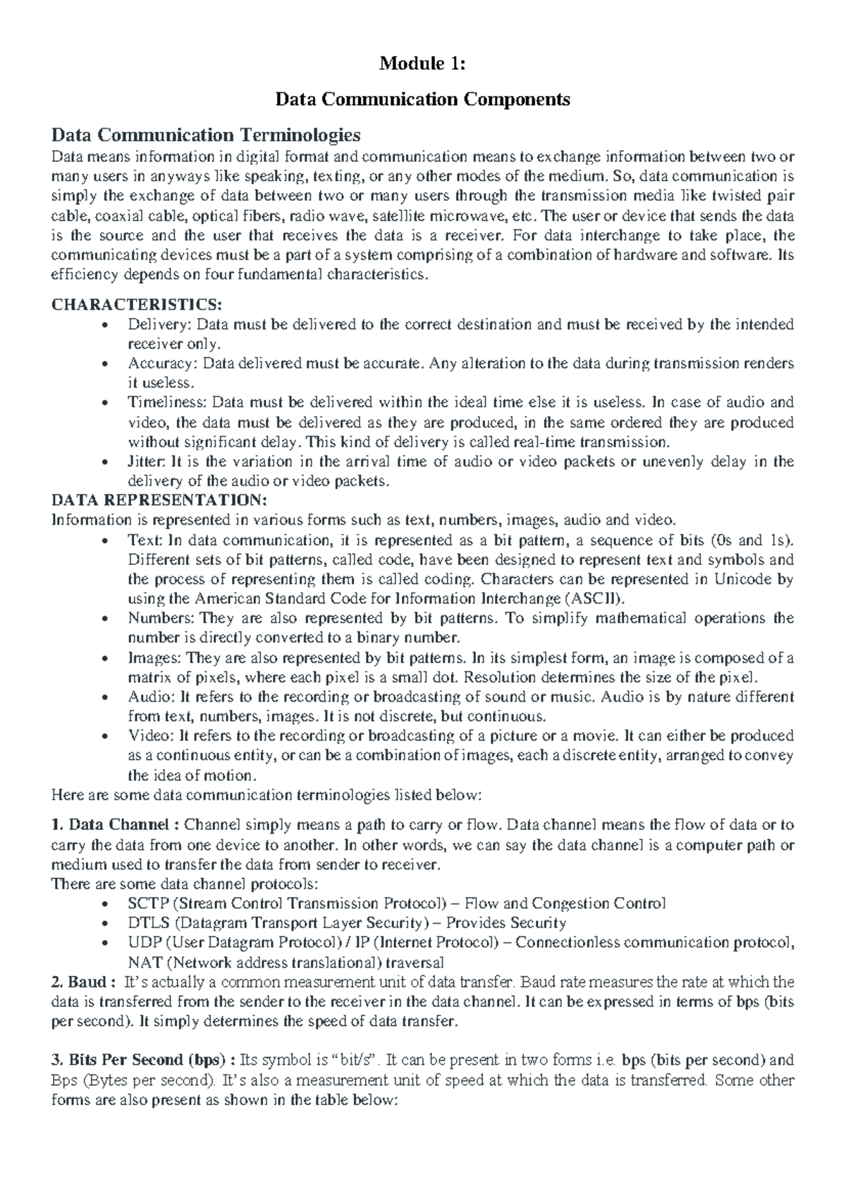 Module 1: Data Communication Components and Terminologies in Computer ...
