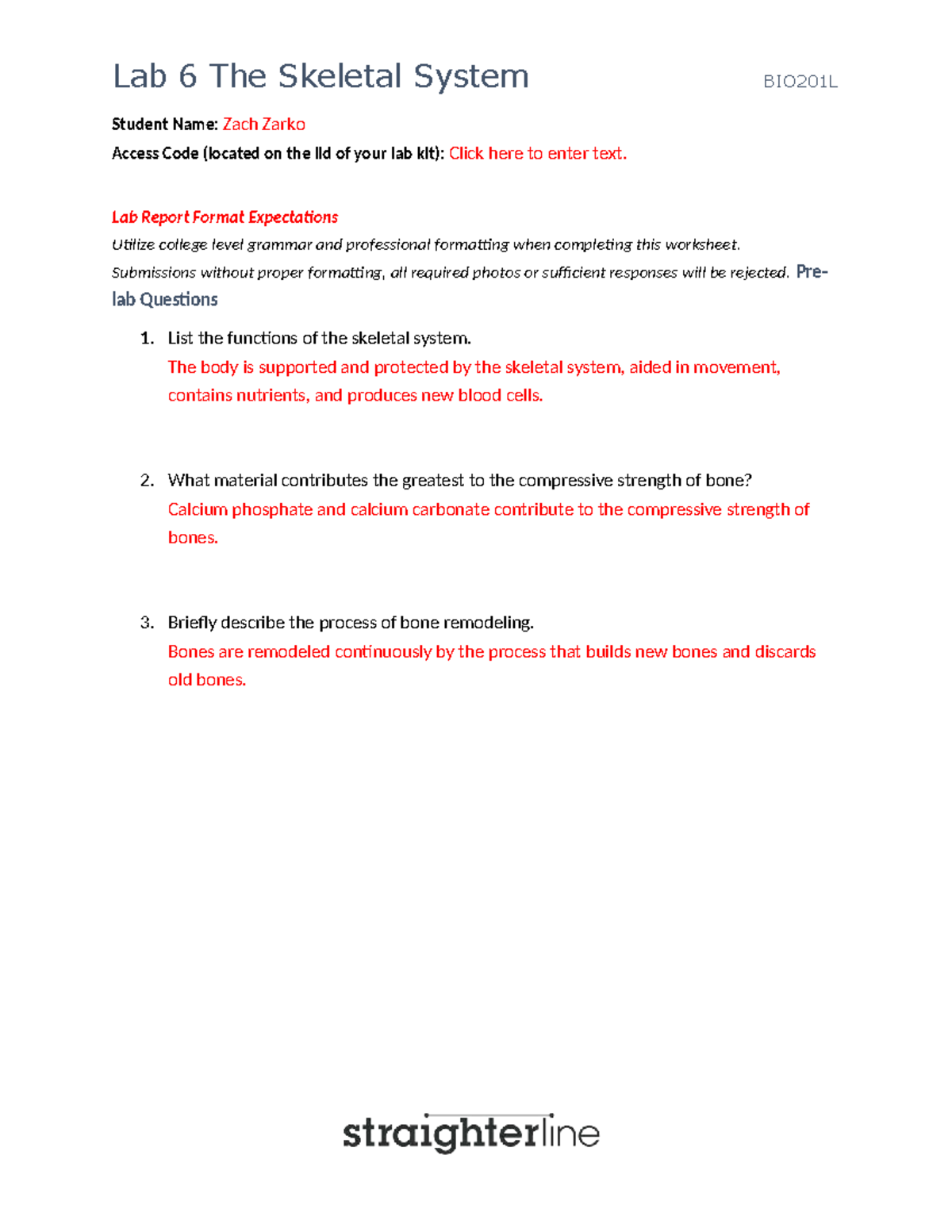 Lab 6: The Skeletal System Overview and Analysis - BIO201L - Studocu