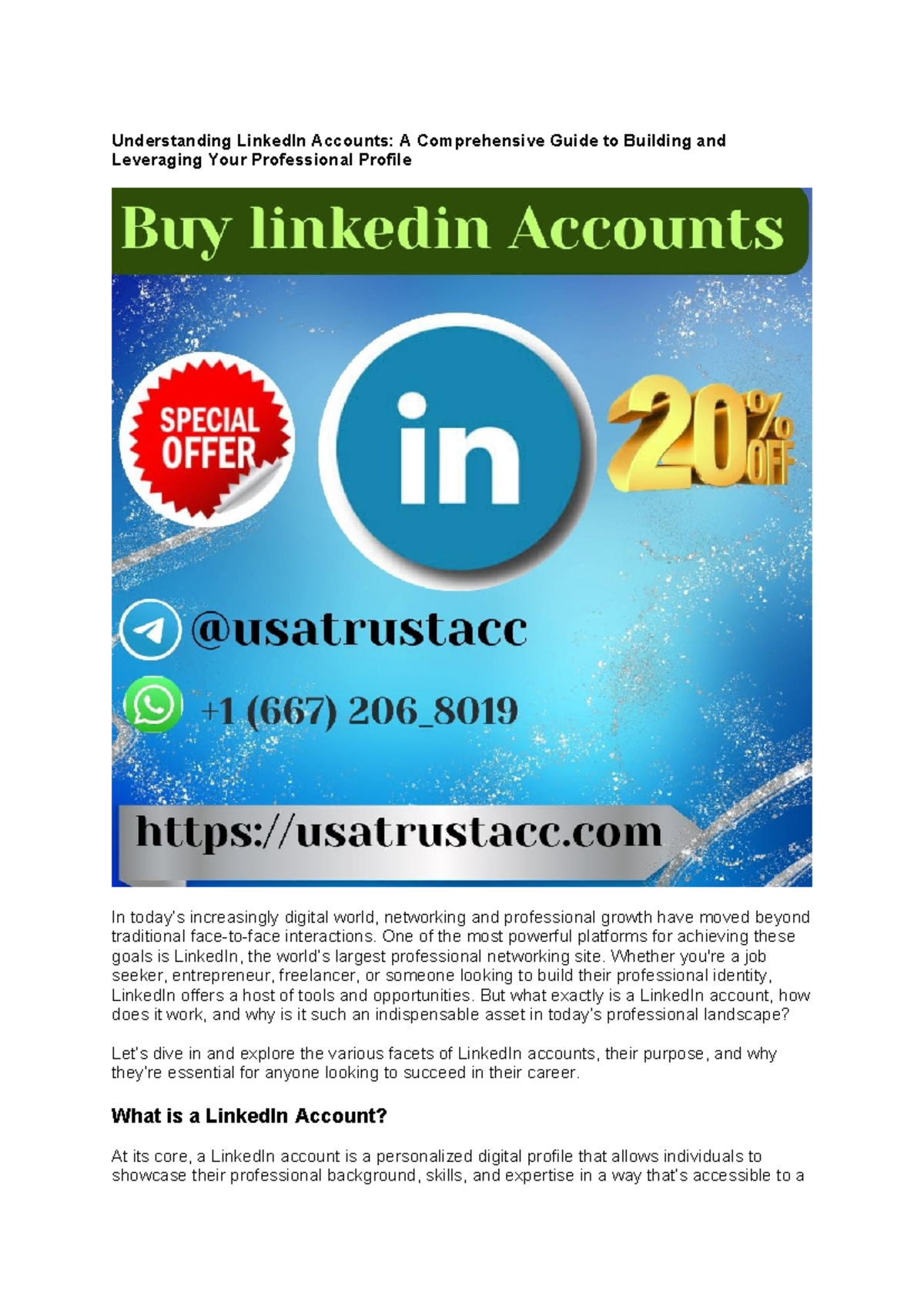 A Comprehensive Guide to LinkedIn Accounts: Building Your Profile in ...