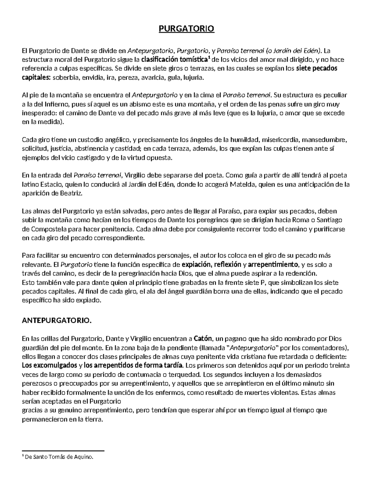 Resumen Purgatorio La Divina Comedia - PURGATORIO El Purgatorio de ...