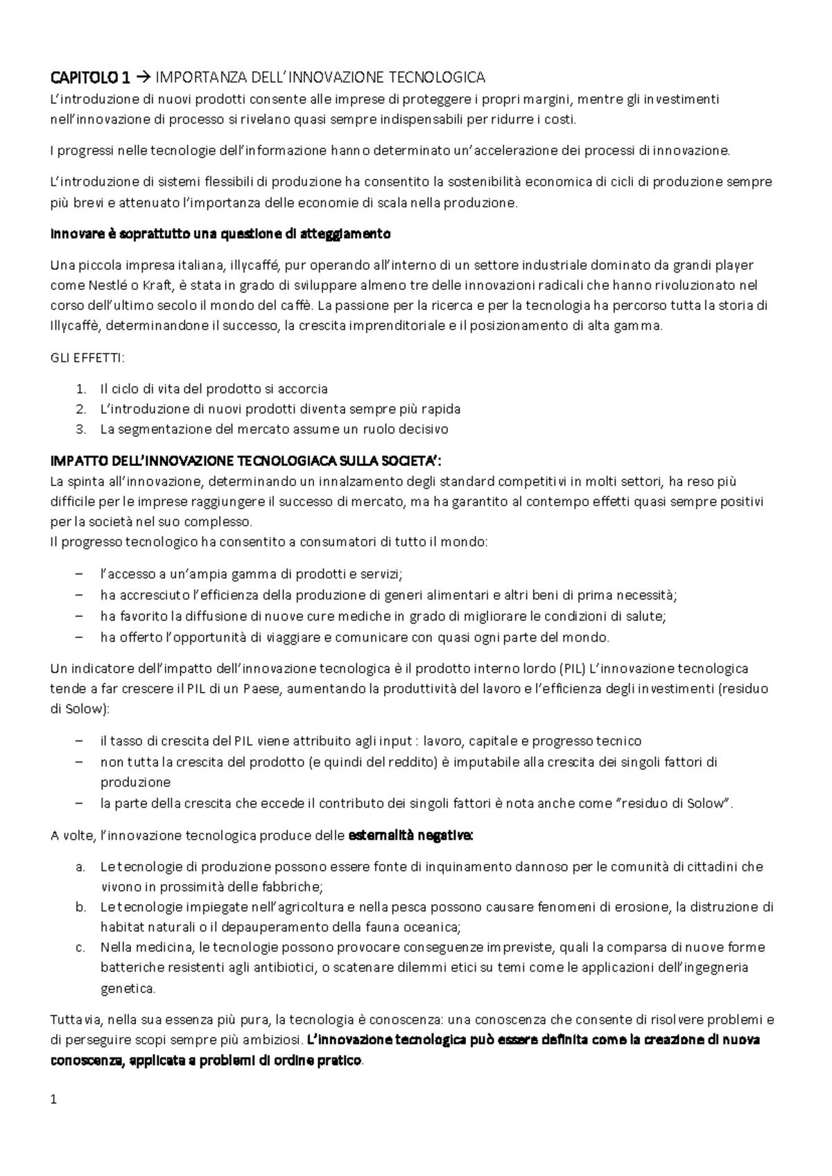 Appunti in classe completo - CAPITOLO 1 → IMPORTANZA DELL’INNOVAZIONE ...