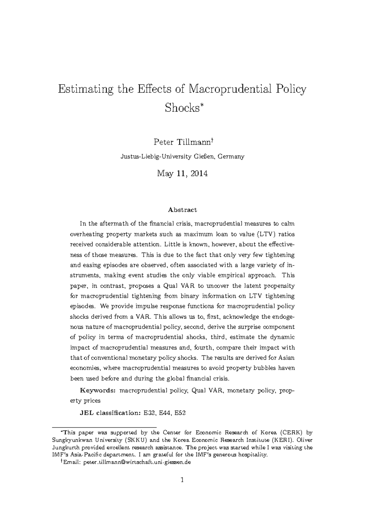 2013-04 LONG HIGHT - Estimating the Effects of Macroprudential Policy ...