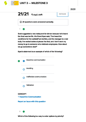 Unit 1 - milestone 1 - 1 The avoiding style can be described as which ...