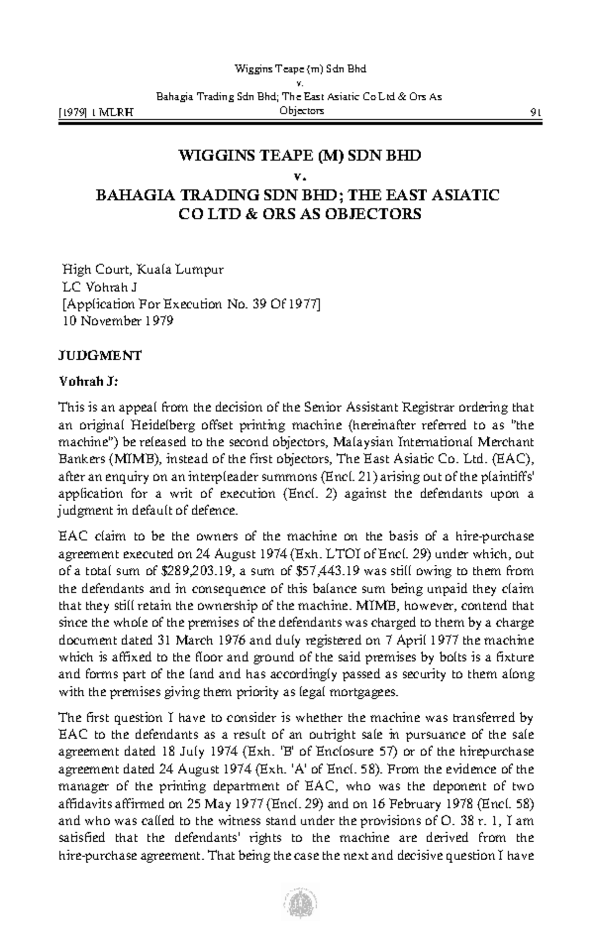 Wiggins teape case - Wiggins Teape (m) Sdn Bhd v. Bahagia Trading Sdn ...