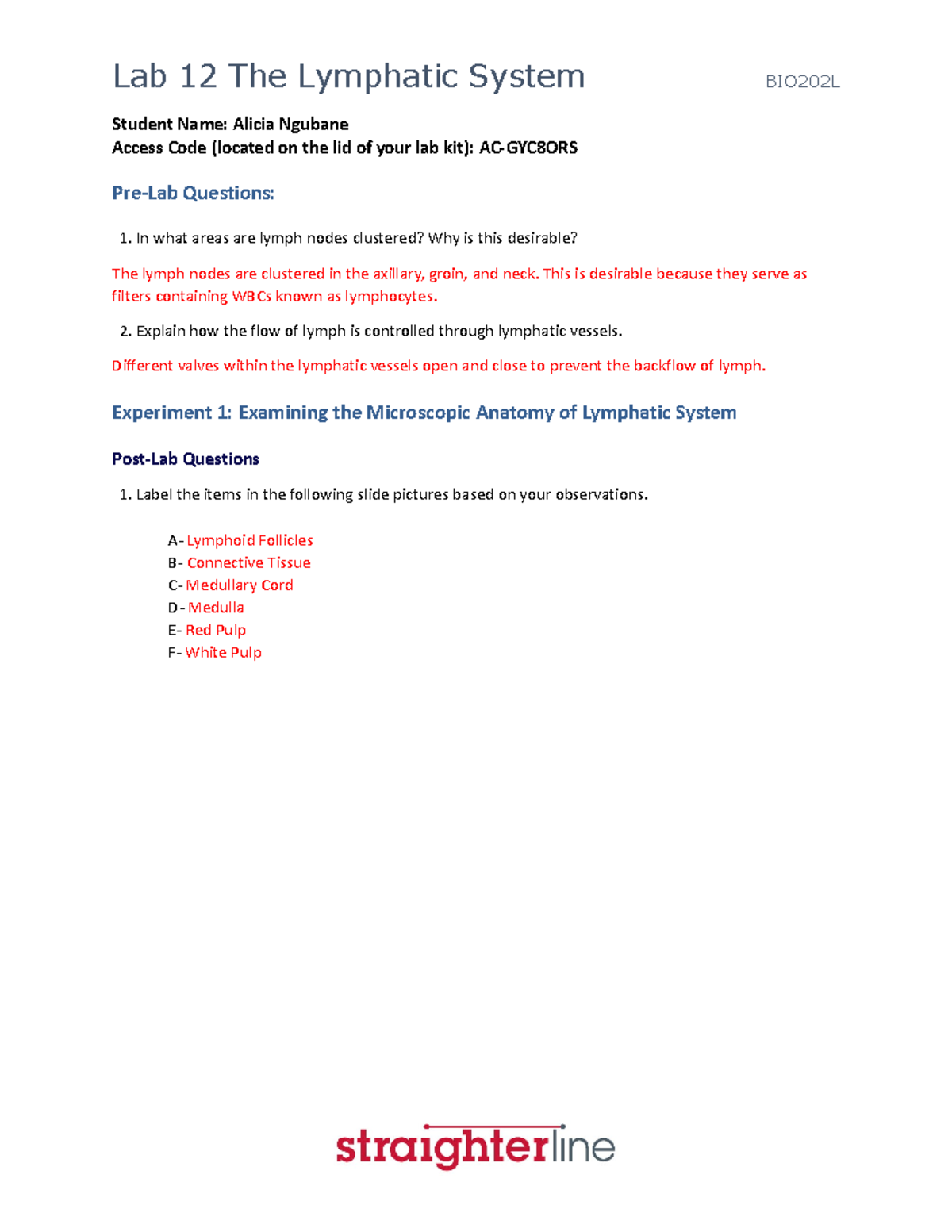 A+P II LAB 12 - Lymphatic System Anatomy & Dissection Guide - Studocu