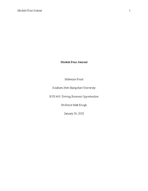 Bus 400 module 3 project - Last Name 1 Dominic Conti Professor BUS 400 ...