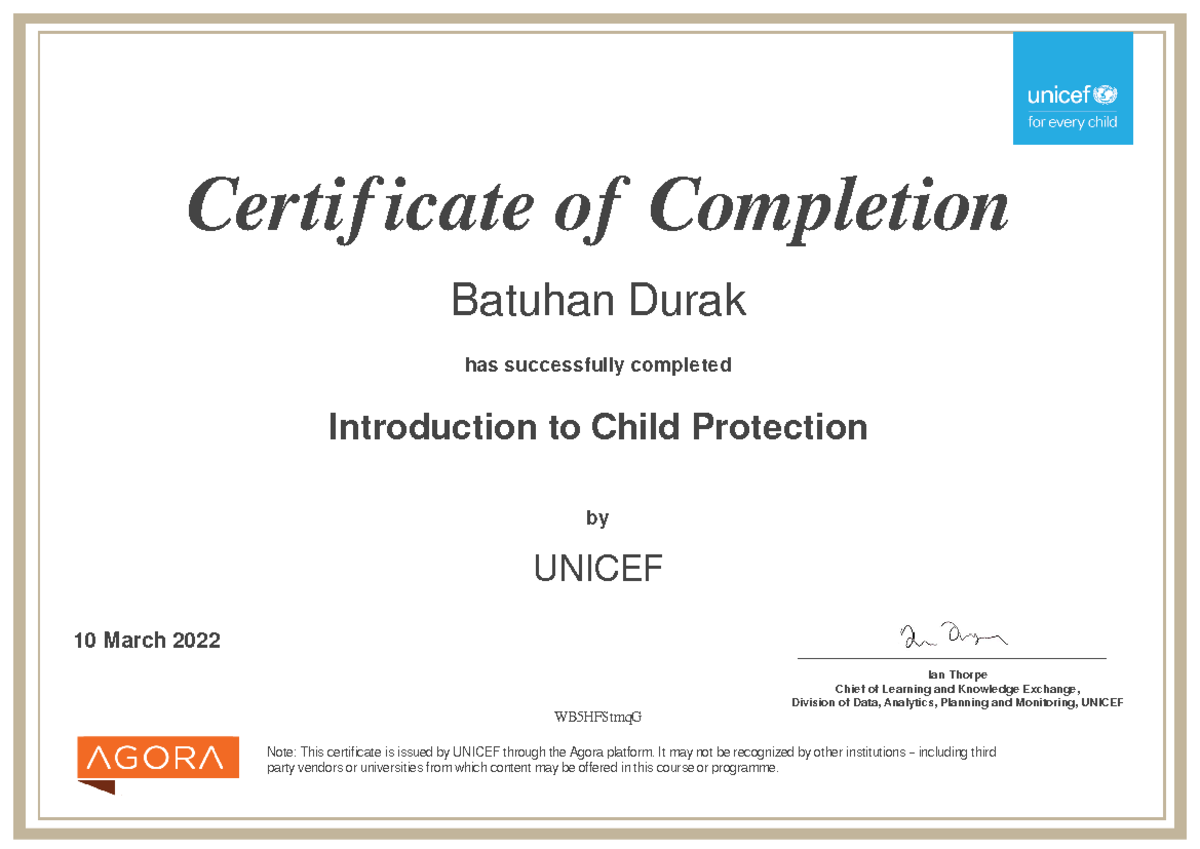 Child Protection intro Course certificate - Introduction to Child ...