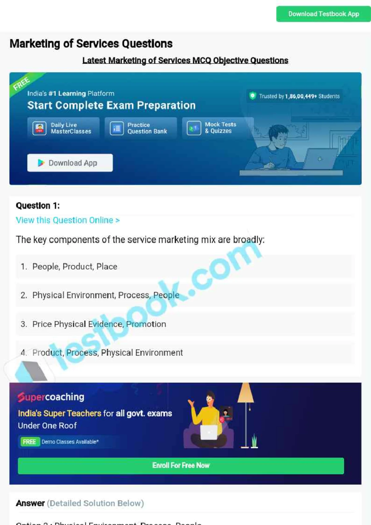 Service Marketing Solved MCQs [set-1] Mcq Mate.com - McqMate Service Marketing MCQs [set-1] 1 ...