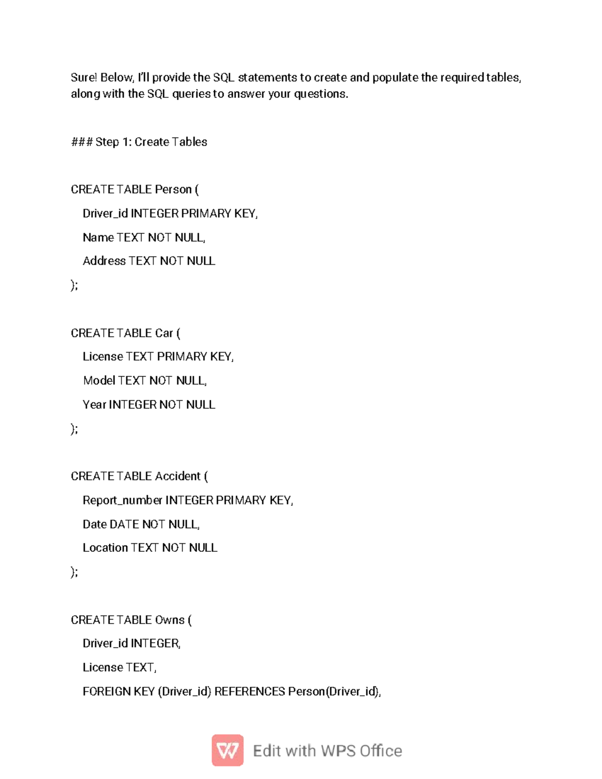 Accident - Assignment: SQL Table Creation & Queries - Studocu