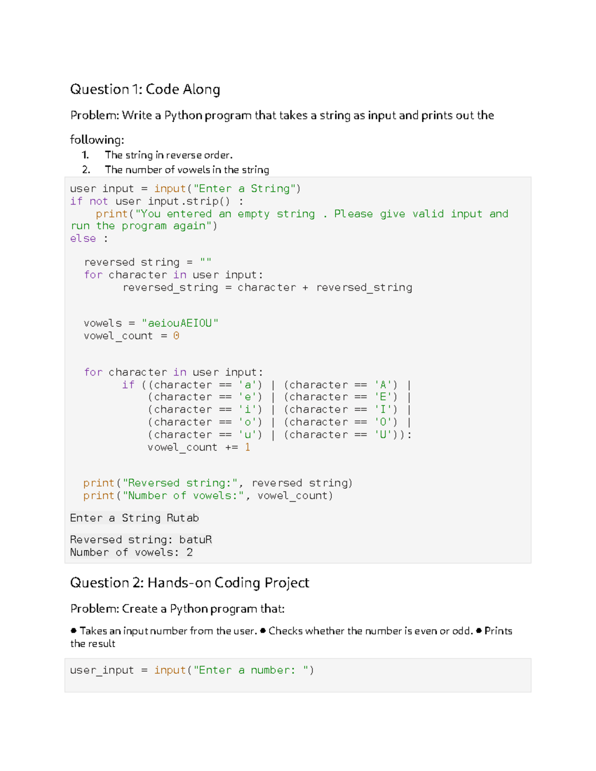 Python Assignment 1: Code Along Problems and Virtual Environment Setup - Studocu