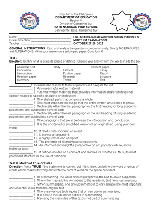 LP Outlining - Lesson plan for EAPP for grade 11 Students. - DAILY ...