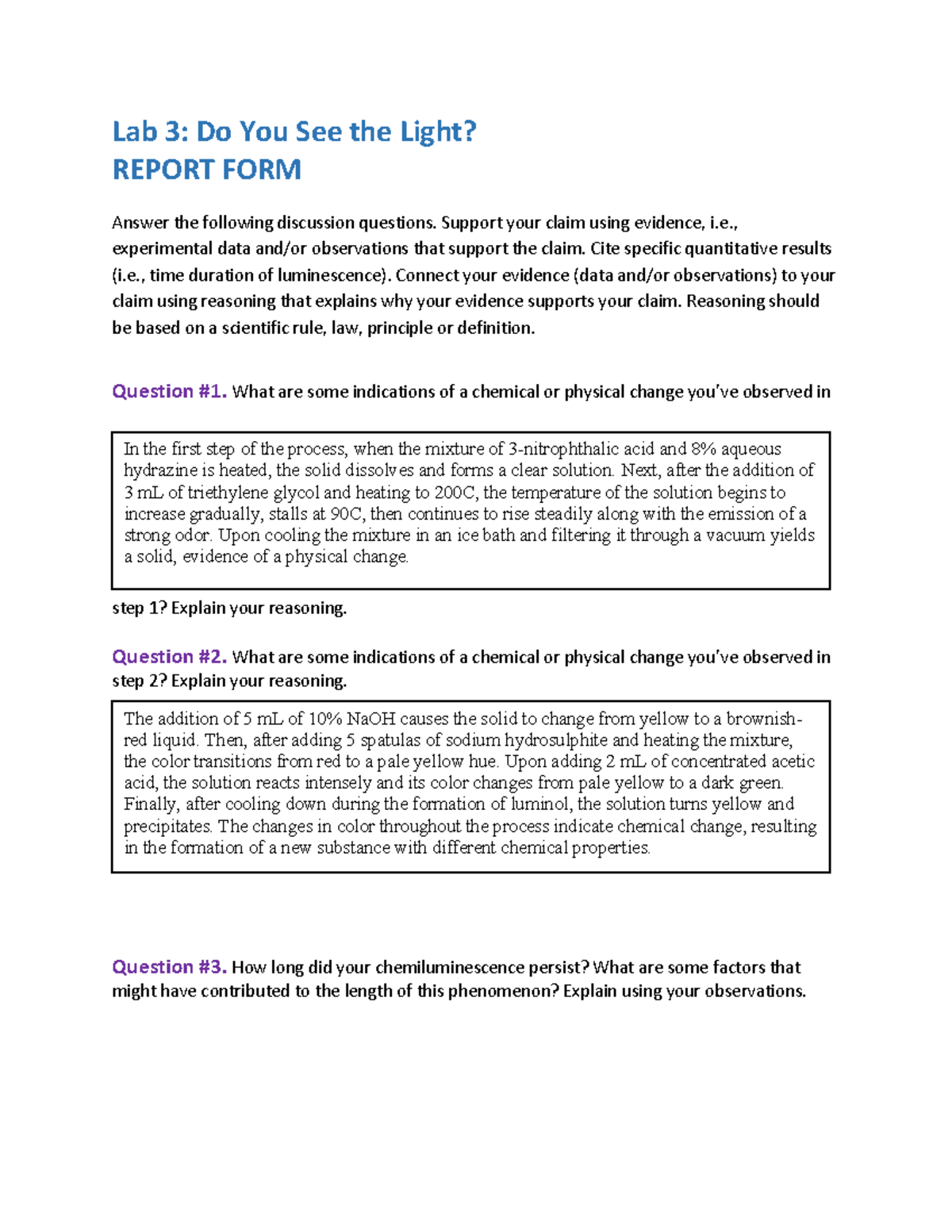 Chem115 lab03 rshekha - Lab Number 3 - Lab 3: Do You See the Light ...