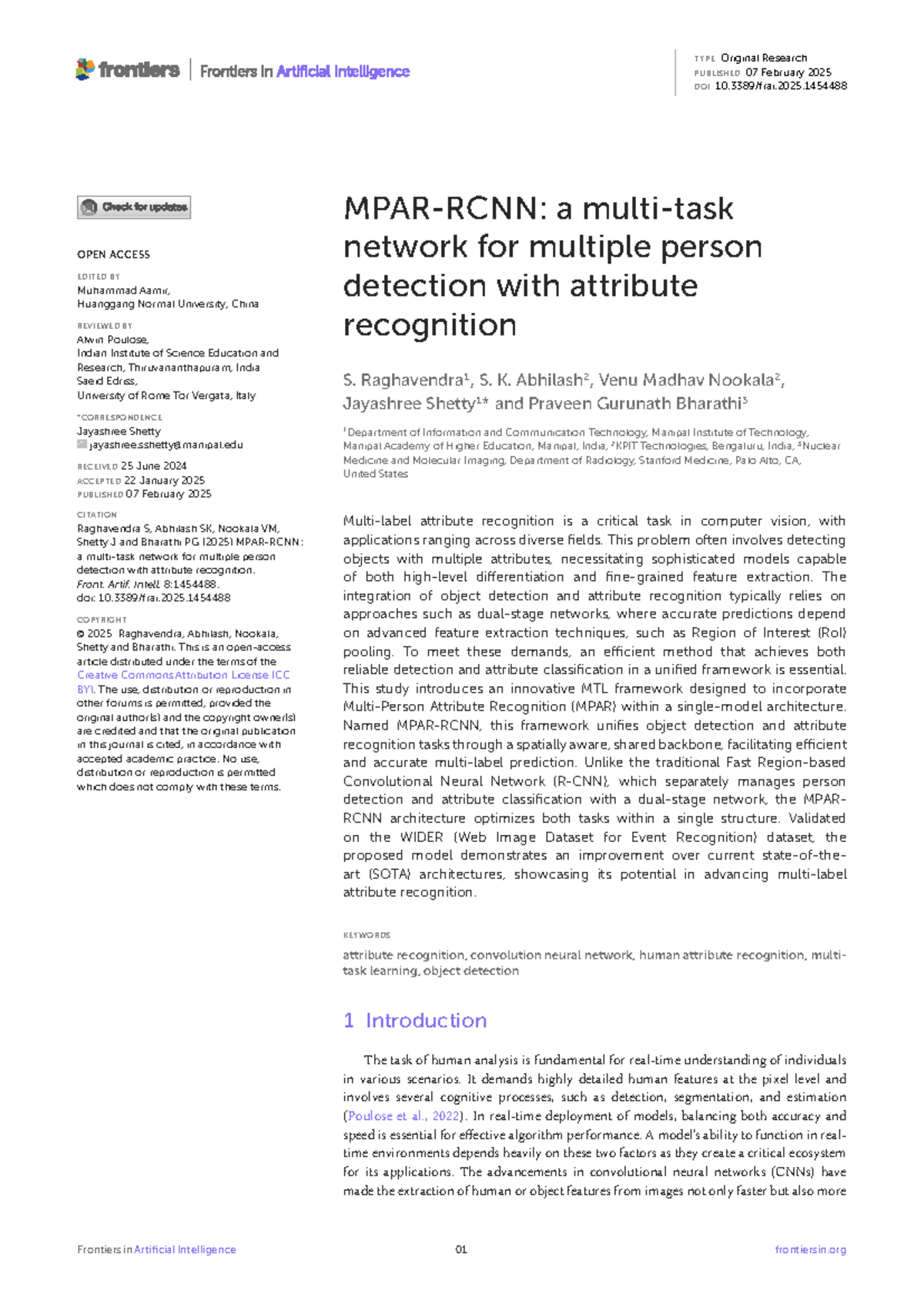 MPAR Framework for Multi-Person Detection & Attribute Recognition (FRAI ...
