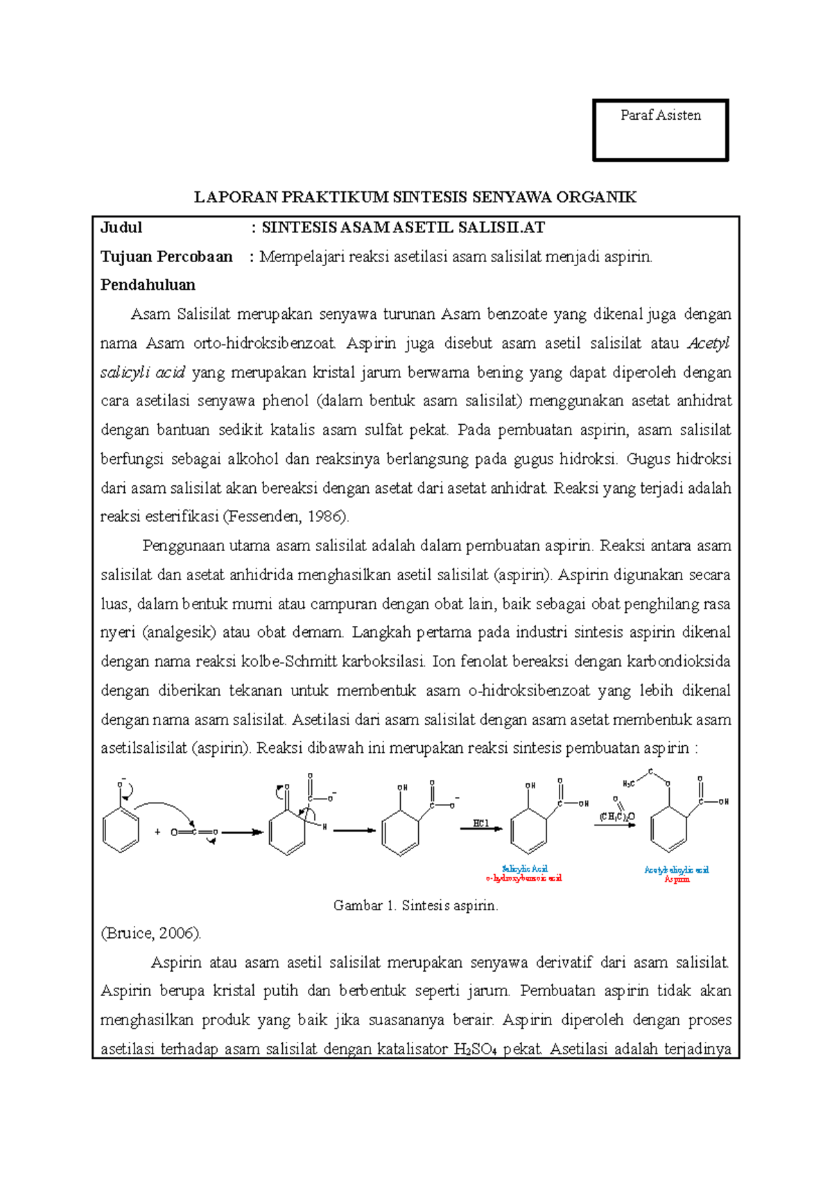 Sintesis Asam Asetil Salisilat (Aspirin) dalam Praktikum Kimia Organik ...