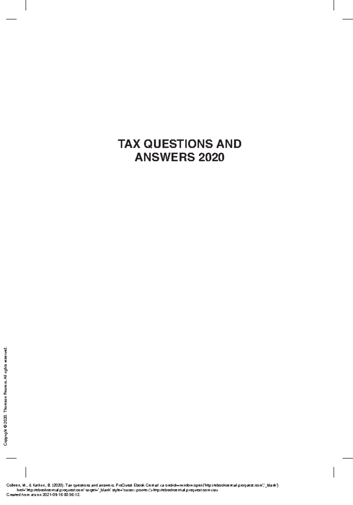 Tax Questions and Answers 2020 - Key Insights and Explanations - Studocu