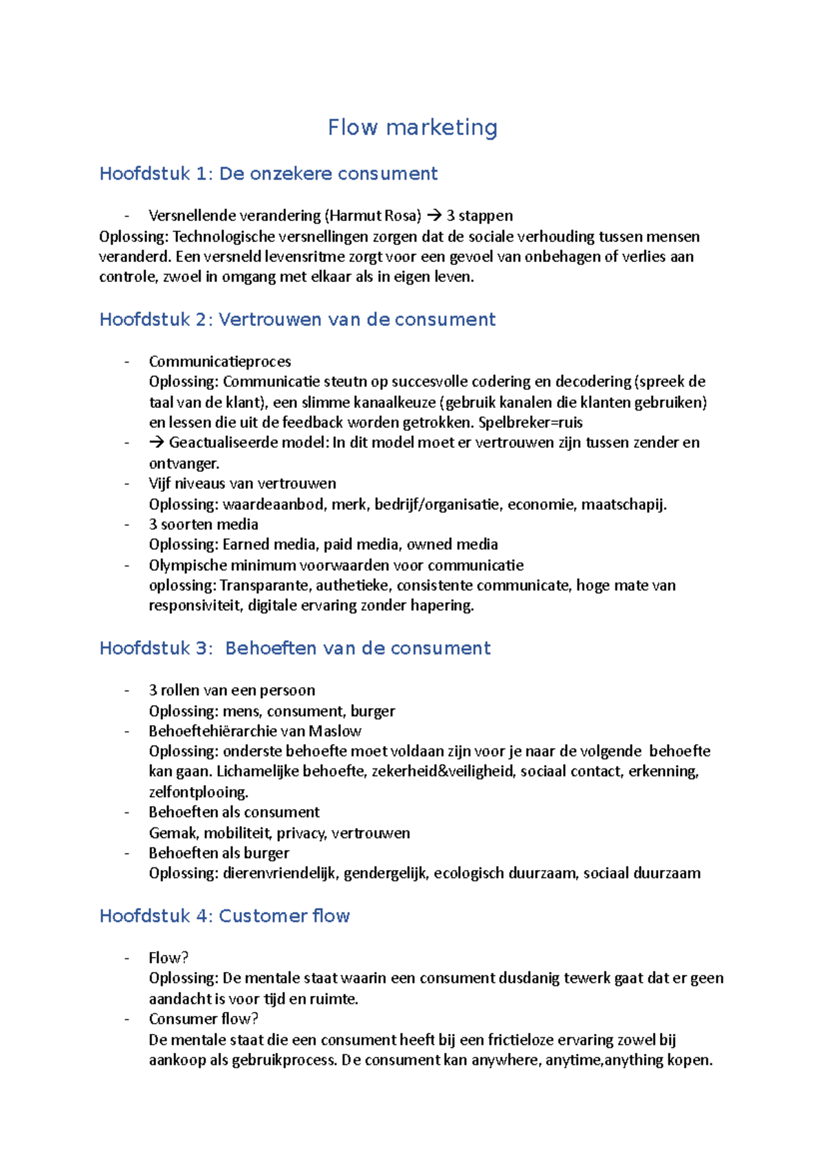 Belangrijkste-van-flow - Flow marketing Hoofdstuk 1: De onzekere consument Versnellende ...