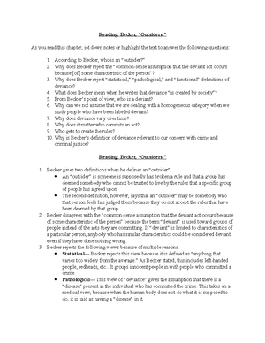 Becker, H. (1963). Outsider- Studies in the Sociology of Deviance ...