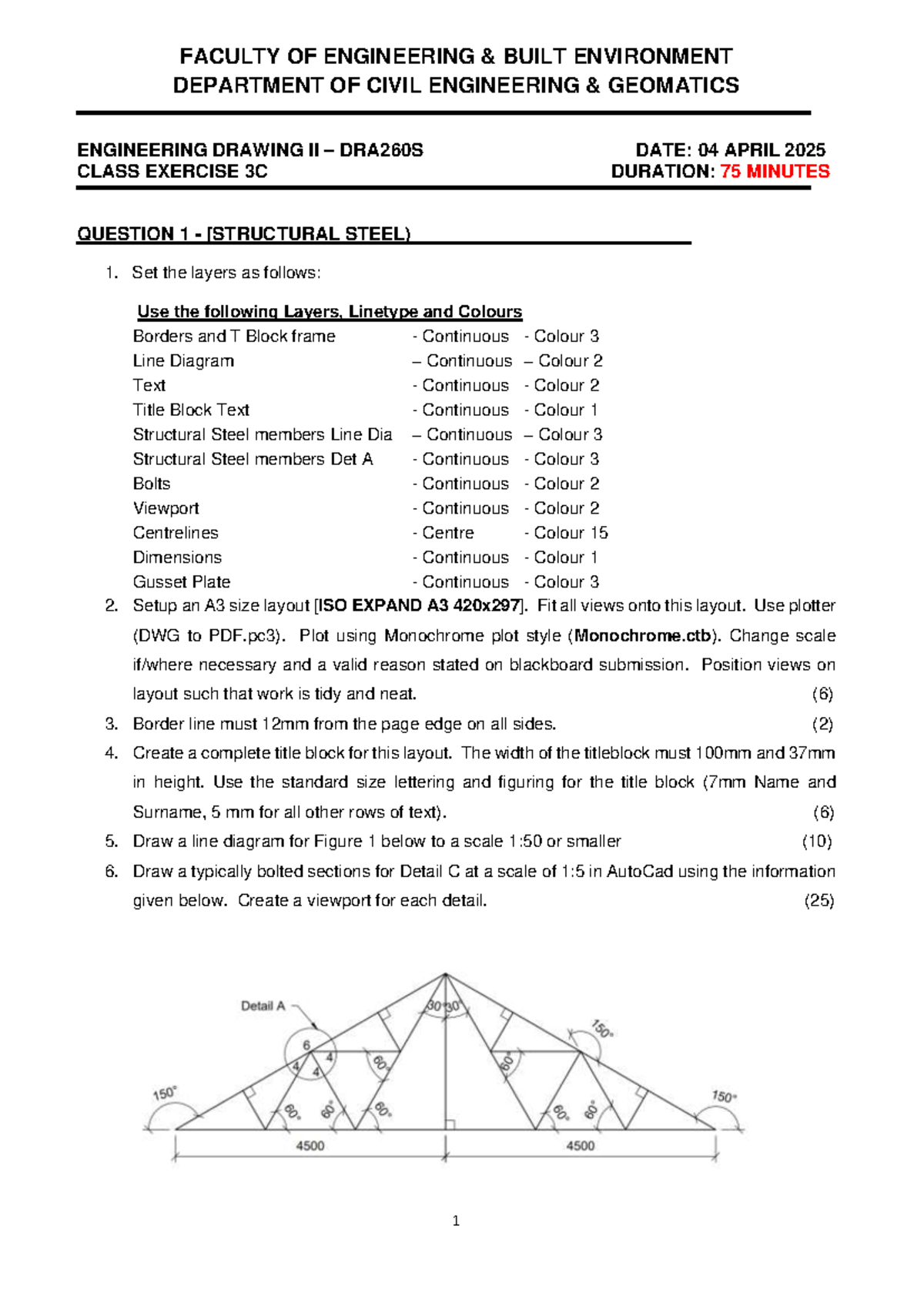 DRA260S Class Exercise 3C: Geomatics Engineering Drawing II - Studocu
