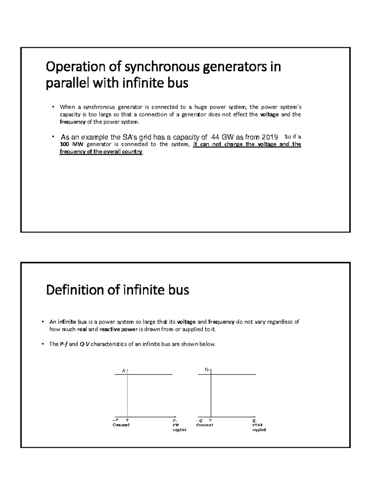 A-5-2 Operation of Synchronous Generators with Infinite Bus - Studocu