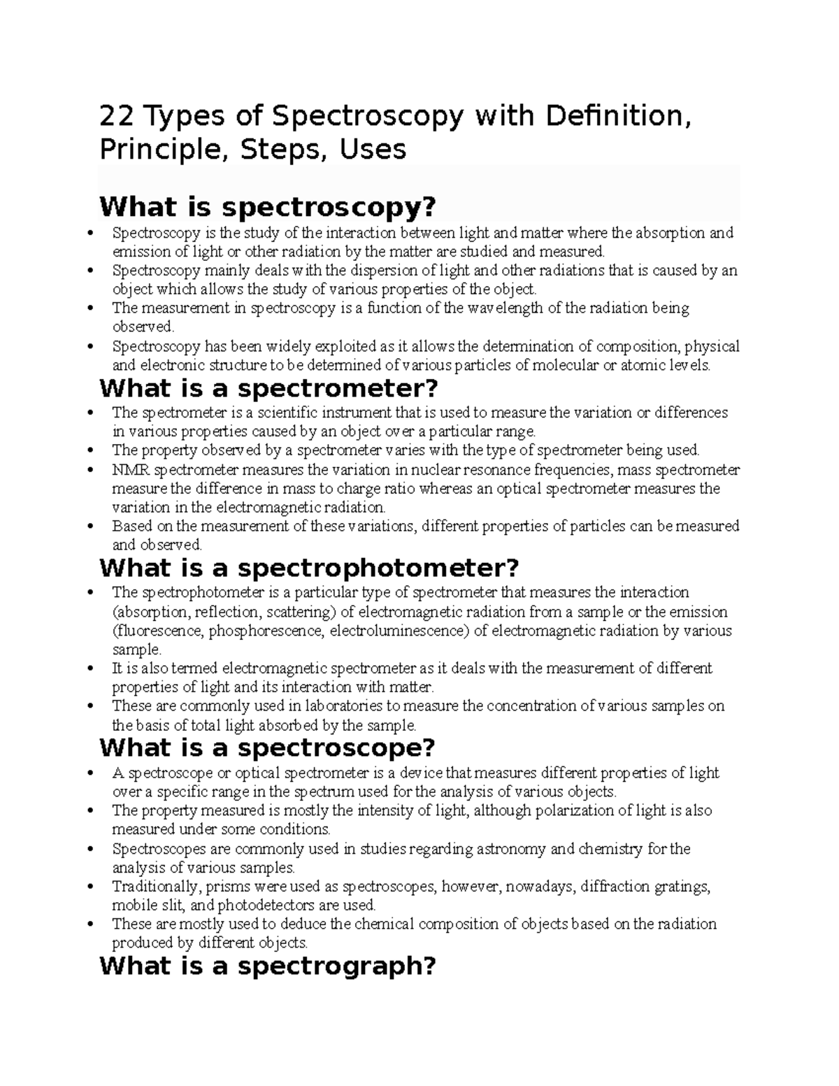 Different Types of Spectroscopy: Definitions, Principles, and ...