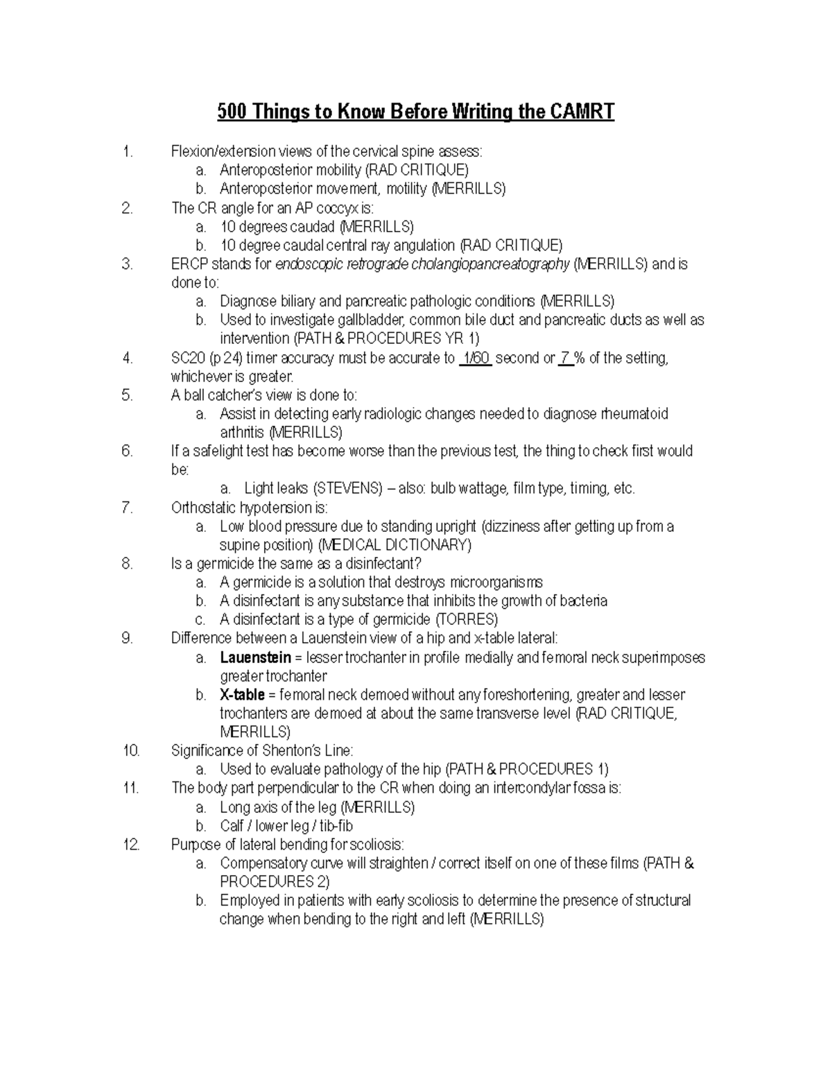 500 Essential Insights for CAMRT Cervical Spine Assessment (RAD ...