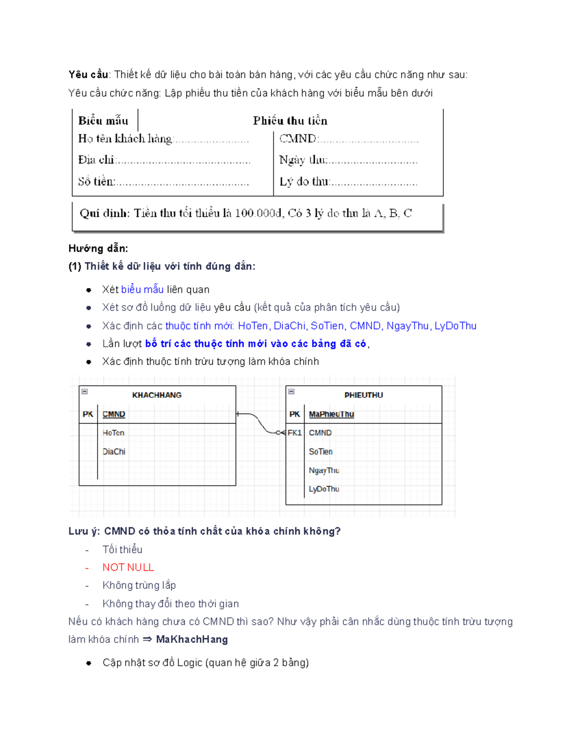 Thiết kế dữ liệu cho bài toán bán hàng - VD1 - Studocu