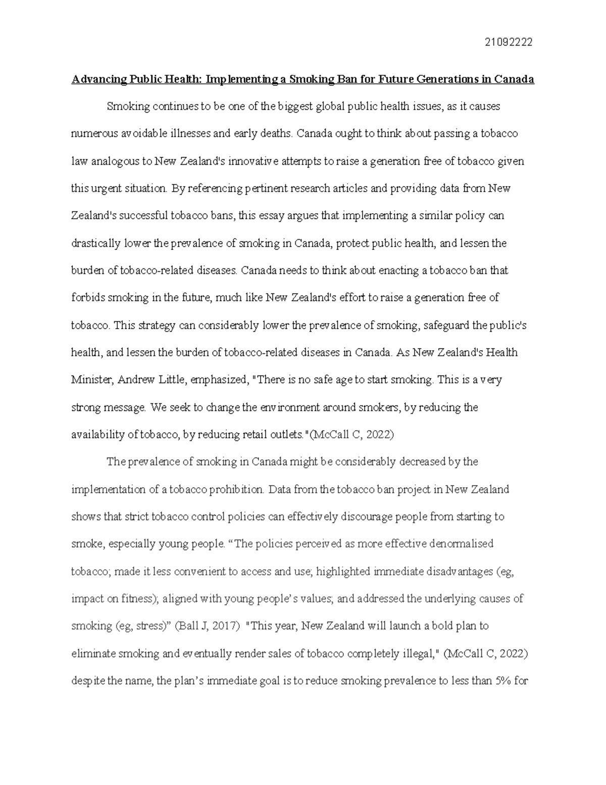 Implementing a Tobacco Ban for Future Generations in Canada: A Public ...