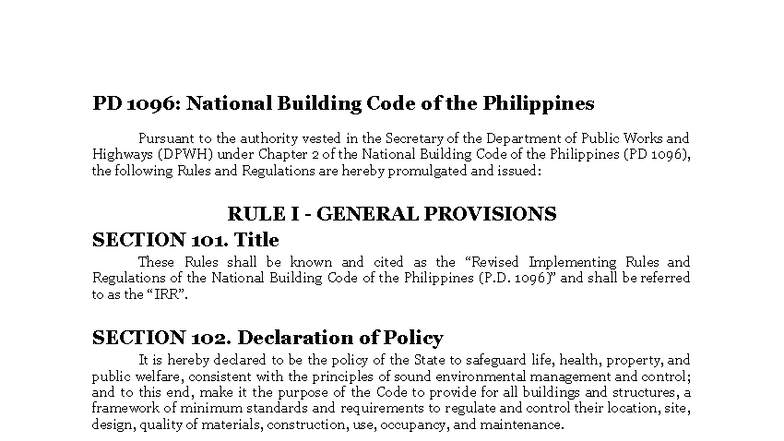 Building-CODE - read it - PD 1096: National Building Code of the ...