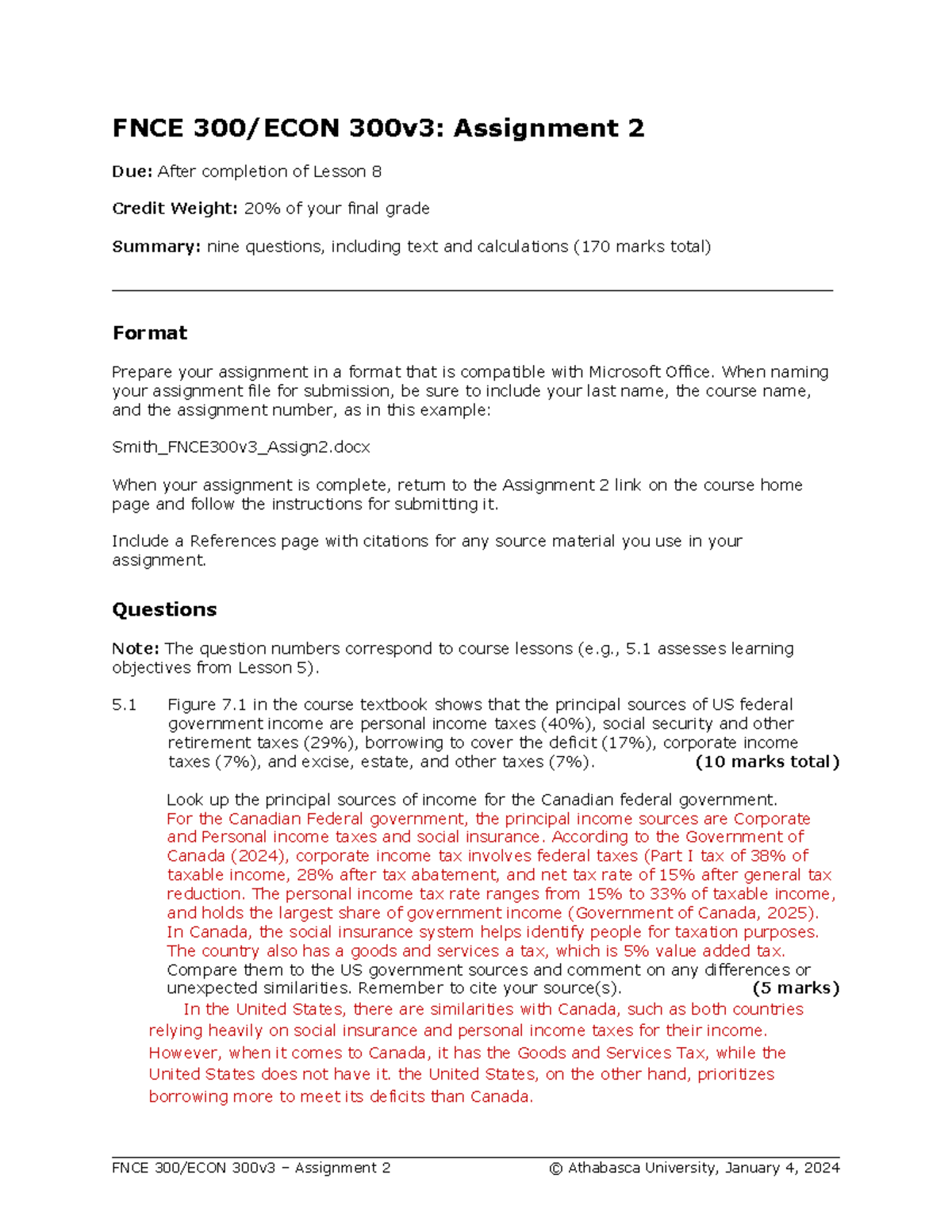 FNCE 300v3: Assignment 2 - Analysis of Government Income Sources and Savings - Studocu