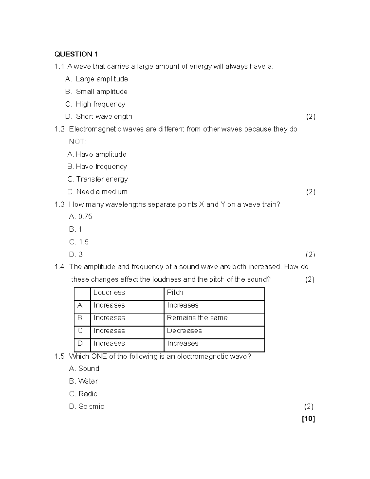 Grade 10 Waves, Sound & Light Test 2026 - Term 1 Questions - Studocu