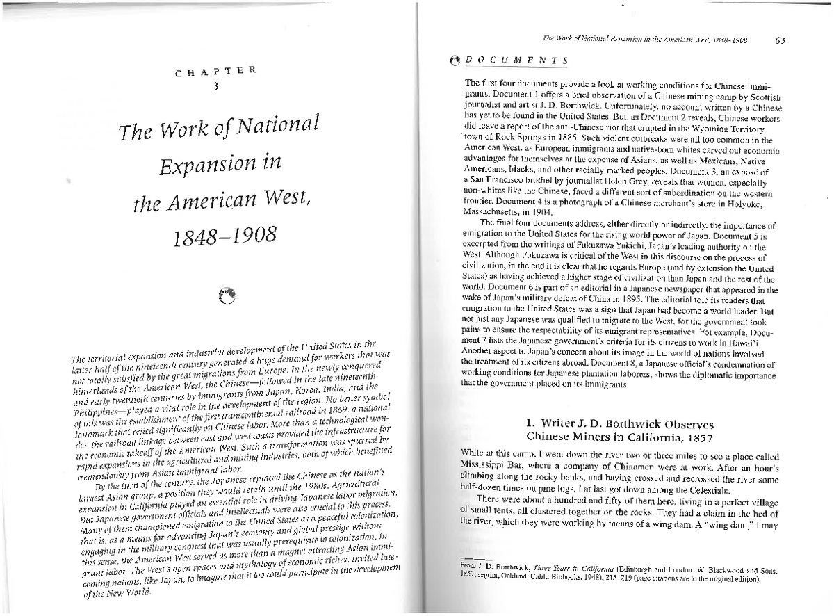 ASAM 63 Document Analysis: National Expansion in the American West ...