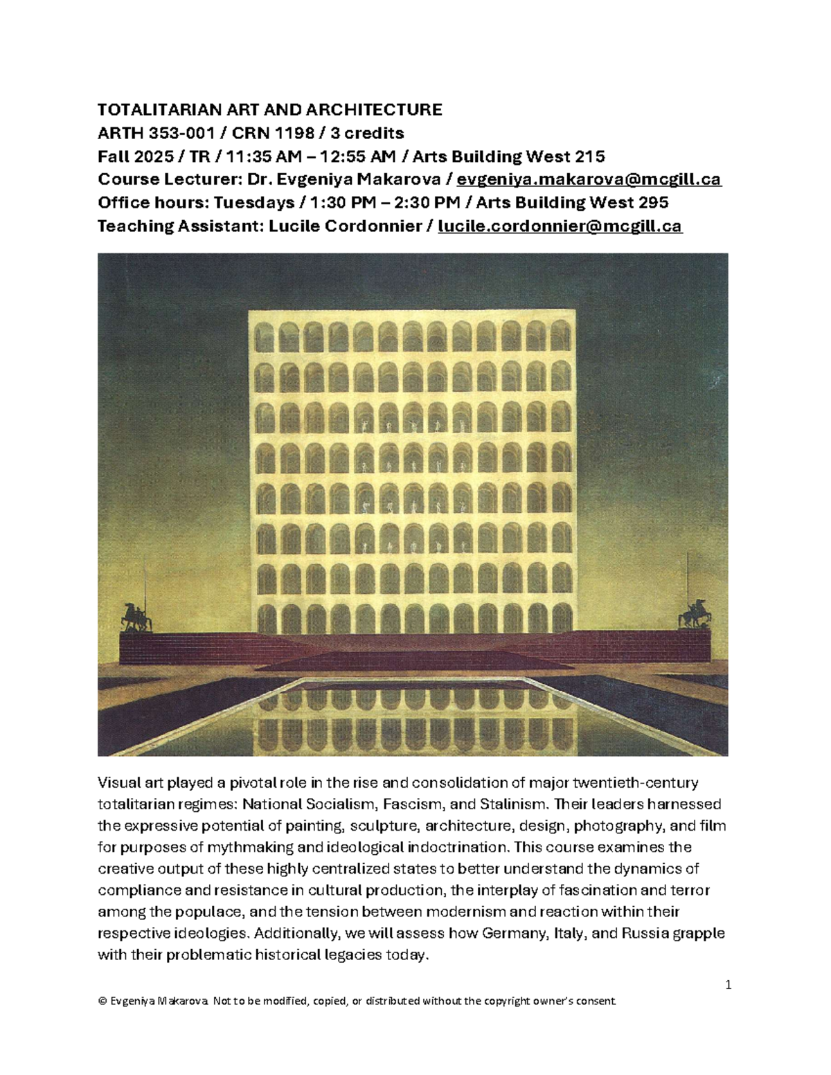 Totalitarian Art & Architecture Syllabus ARTH 353 Fall 2025 - Studocu