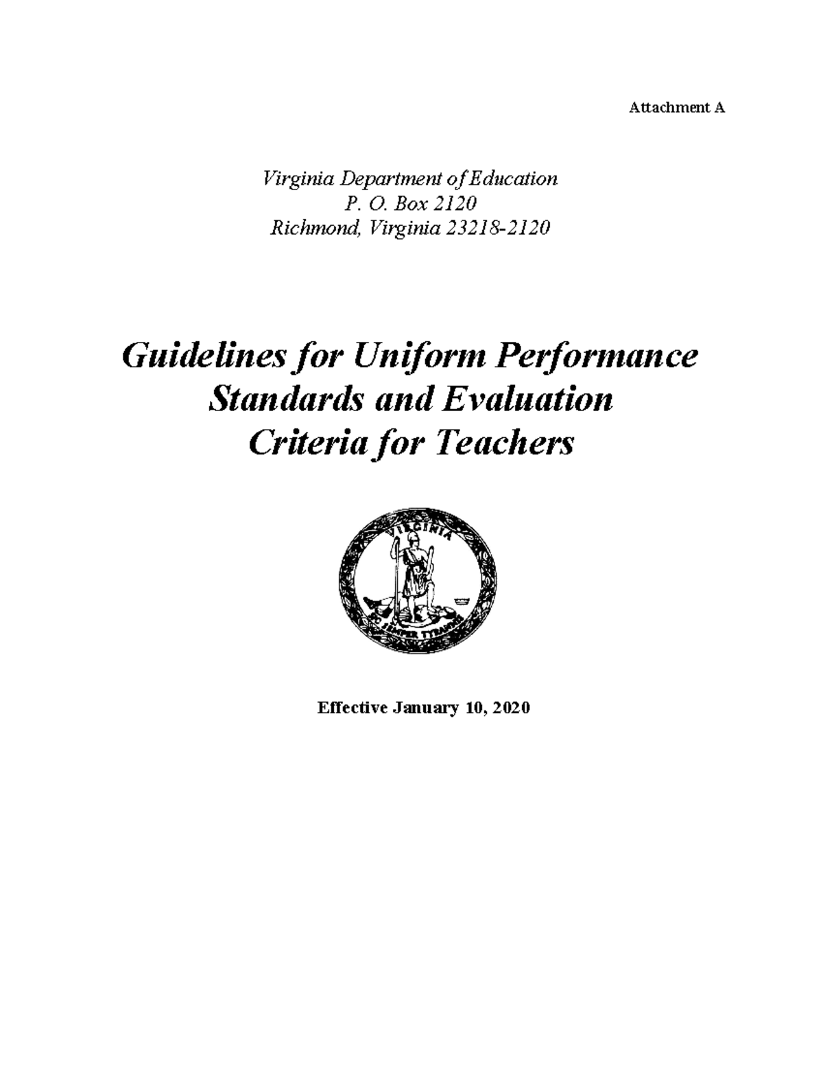 Guidelines for Teacher Performance Evaluations (VA DOE) - Effective 2020 - Studocu