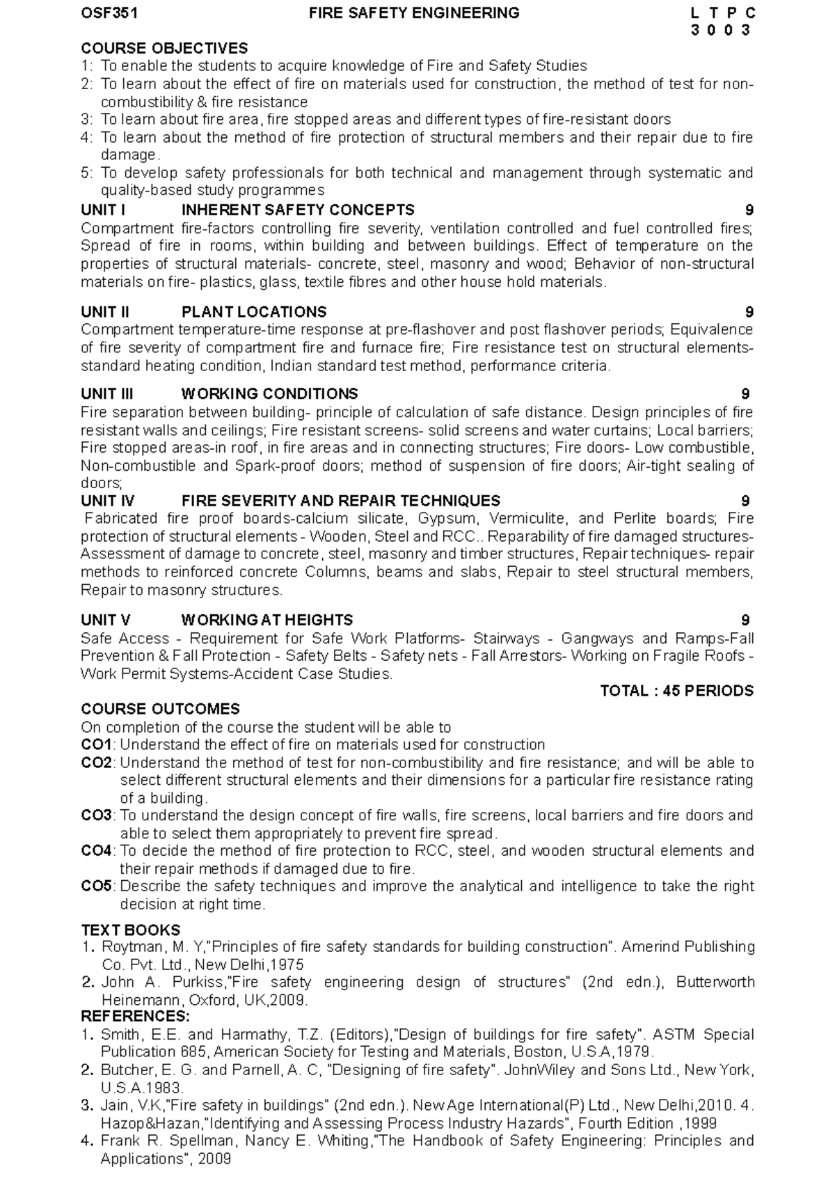 FIRE SAFETY ENGINEERING OSF351 Course Overview and Key Concepts - Studocu