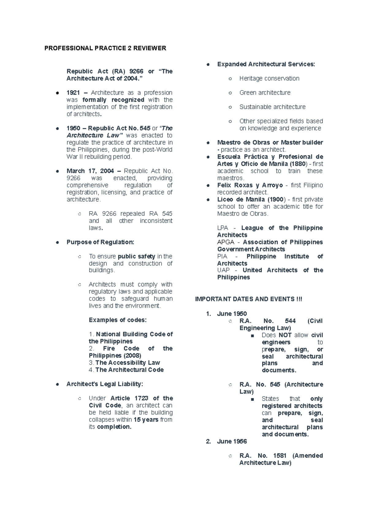 Professional Practice 2: RA 9266 and Architectural Responsibilities ...