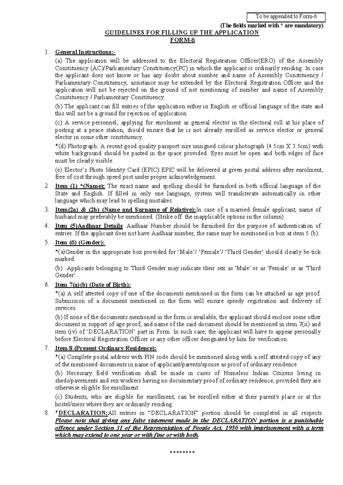 Guidelines for Filling Application Form-6 en - Electoral Registration ...
