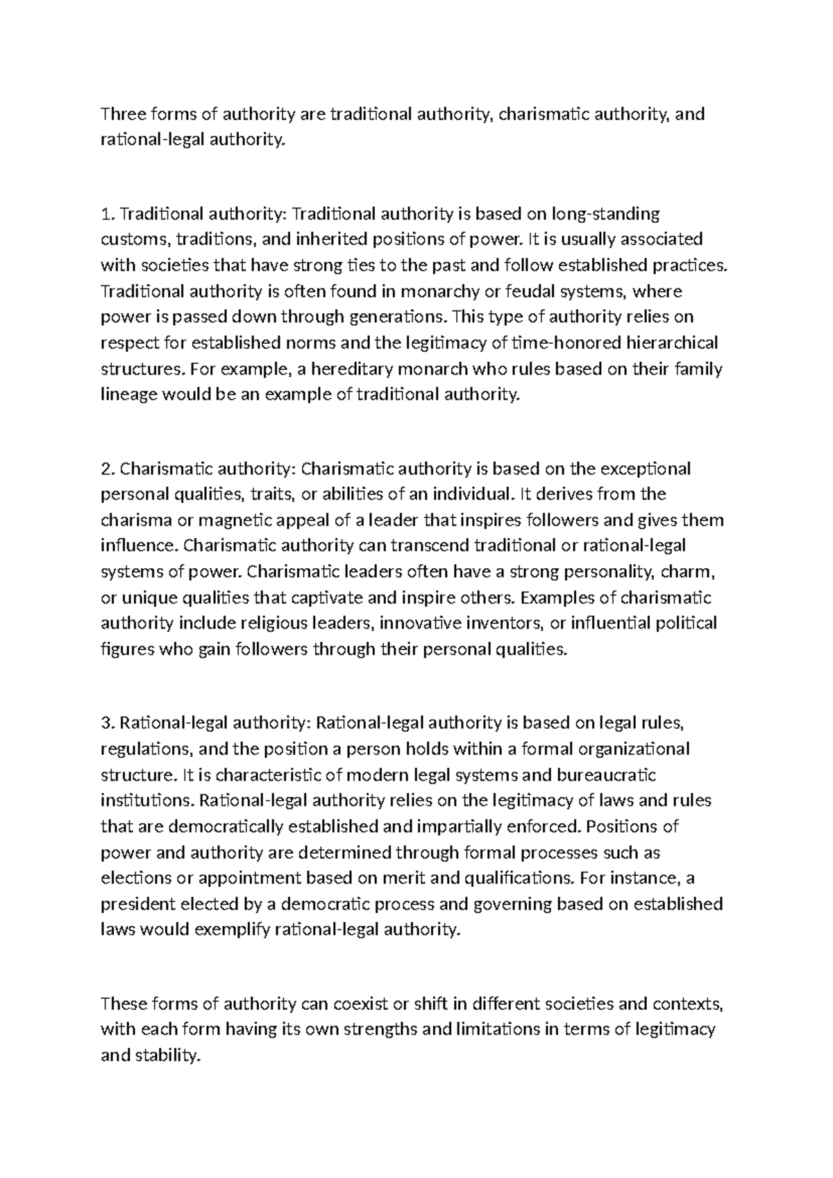 Three Types of Authority: Traditional, Charismatic & Rational-Legal ...